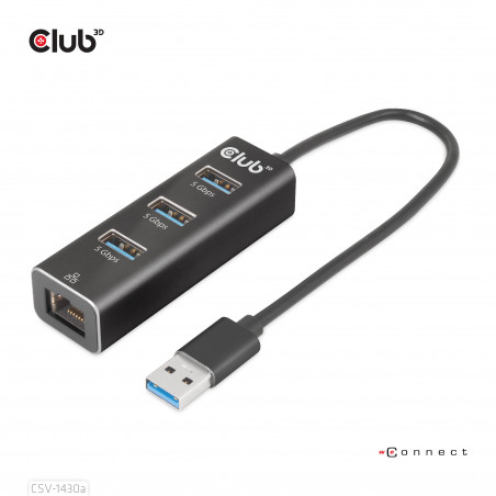 29,90 € | CLUB3D USB 3.2 Gen1 Type-A, 3 Ports Hub with Gigabit Ethe...